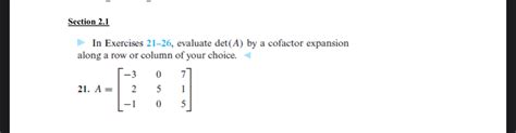 Section 21in Exercises 21 26 ﻿evaluate Deta ﻿by A