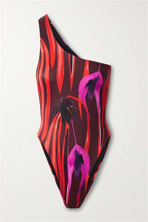 Louisa Ballou One Shoulder Recycled Swimsuit Red Editorialist