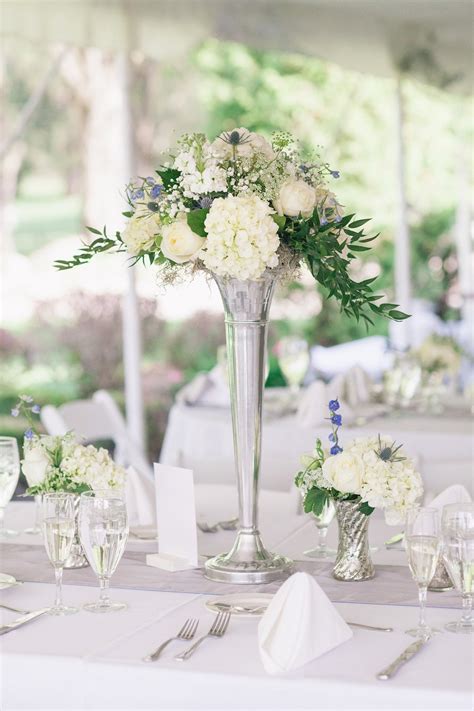 Reception Décor Photos Mercury Glass And Silver Centerpiece Vases