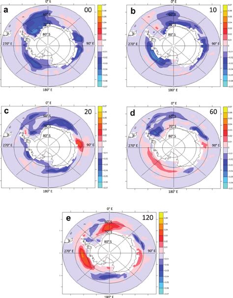 Geographical Patterns Of The Simulated Sea Ice Area Trend Unit Per Download Scientific