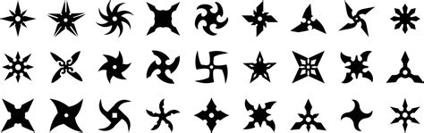 Set Of Ninja Stars Icons Black Vector Silhouettes Isolated On White