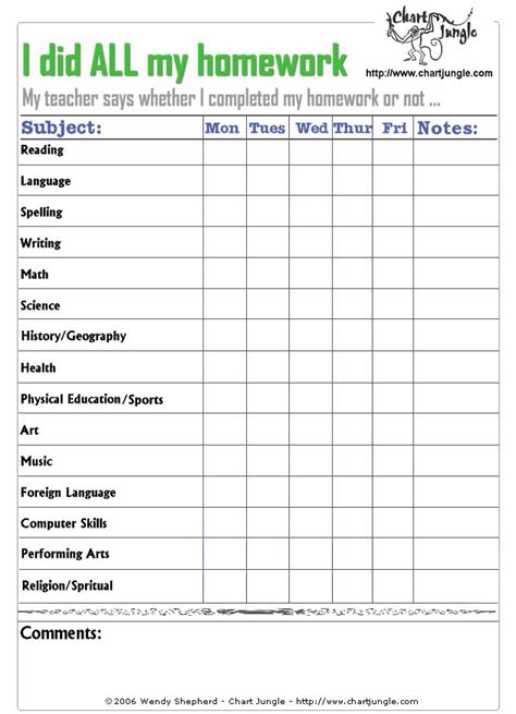 10 Best School Assignment Chart Images On Pinterest Homework Chart