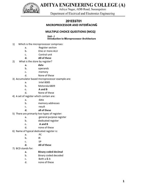 16unit Wise Quiz Questions Pdf Random Access Memory Computer