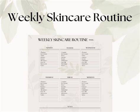 Weekly Skincare Routine Template Printable Beauty Planner Pdf