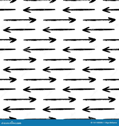 Vector Seamless Pattern With Hand Drawn Black Arrows Stock Vector