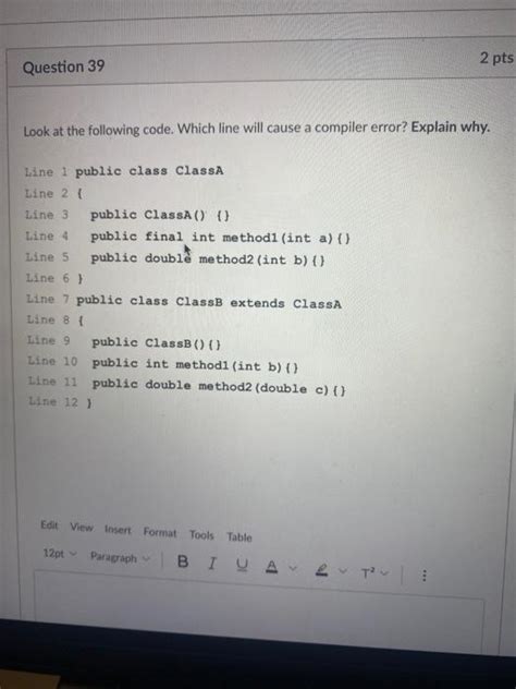 Solved Look At The Following Code Which Line Will Cause A