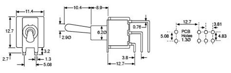 Dpdt 90 Deg Pcb Mount Mini Toggle Switch
