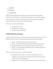 SOHO Configuration Facts Docx Copy Text Print Text Listen To Text Many Networks Today