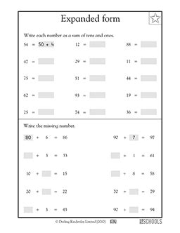 St Grade Nd Grade Math Worksheets Expanded Form St Nd Grade GreatSchools