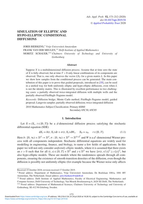 Pdf Simulation Of Elliptic And Hypo Elliptic Conditional Diffusions