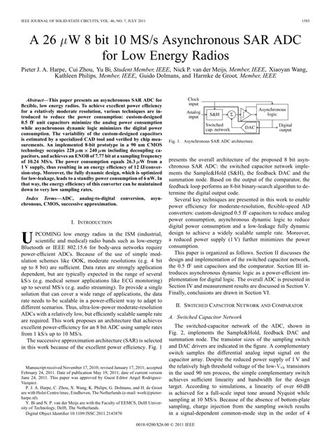PDF A μW bit MS s asynchronous SAR ADC for low energy radios IEEE Journal of Solid