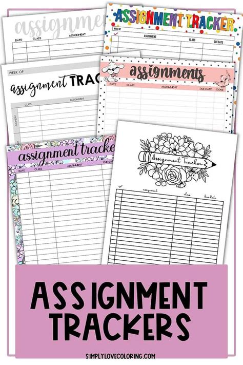 Assignment Trackers Free Pdf Printables Simply Love Coloring