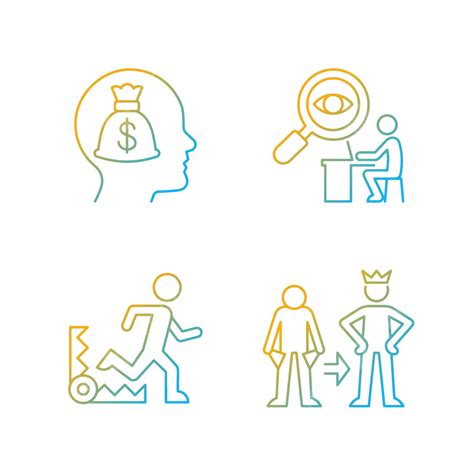 Extrinsic Motivation Gradient Linear Vector Icons Set Drawing Web Gradient Vector Drawing Web