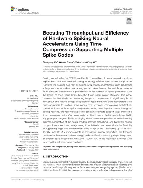 Pdf Boosting Throughput And Efficiency Of Hardware Spiking Neural
