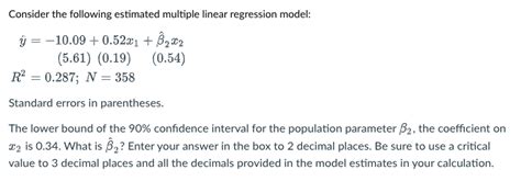 Solved Consider The Following Estimated Multiple Linear