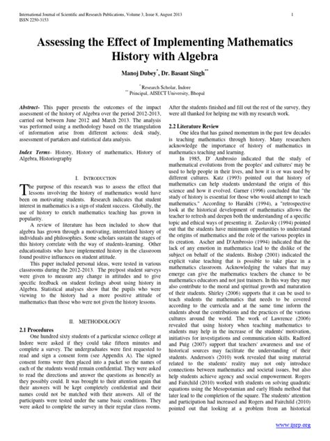 Assessing The Effect Of Implementing Mathematics Pdf Mathematics