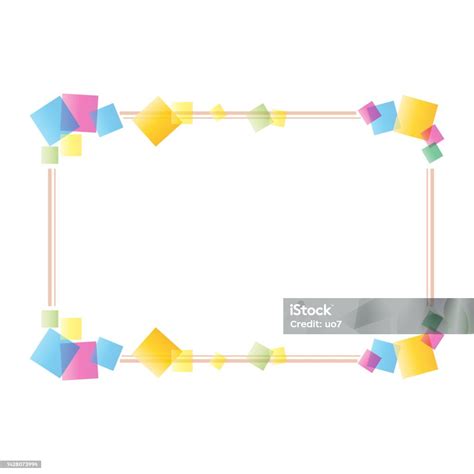 Cute Colorful Decorative Rectangular Border With Square Shape Pattern Photo Album Picture Frame