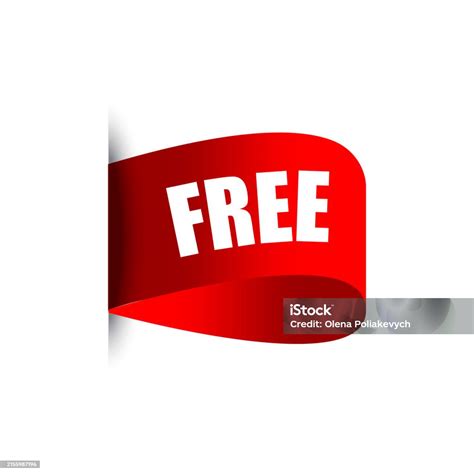 무료 레이블 아이콘입니다 빨간 리본 배너입니다 프로모션 태그 벡터 일러스트 레이 션입니다 가격에 대한 스톡 벡터 아트 및 기타 이미지 Istock