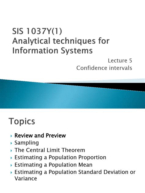 Week05 Confidence Intervals Pdf Standard Deviation Sampling Statistics