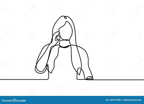 Girl Talking Using Smartphone Continuous One Line Drawing Stock Vector Illustration Of Cell