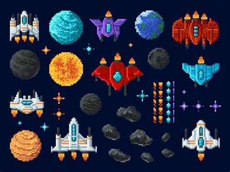 Premium Vector Arcade Shooter 8 Bit Pixel Art Game Space Invaders