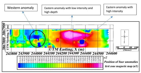 Position Of Four Anomalies On The First Zone Magnetic Map Nt