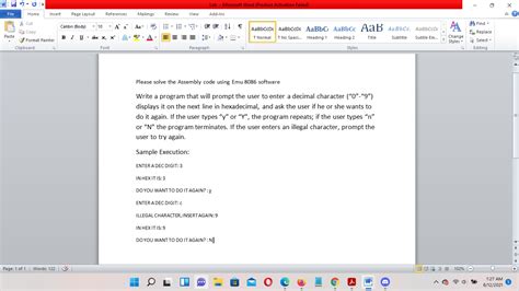 Solved Please Solve The Assembly Code Using Emu 8086