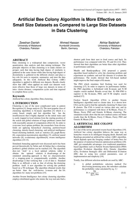 Pdf Artificial Bee Colony Algorithm Is More Effective On Small Size