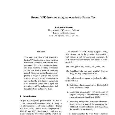 Robust Vpe Detection Using Automatically Parsed Text Acl Anthology