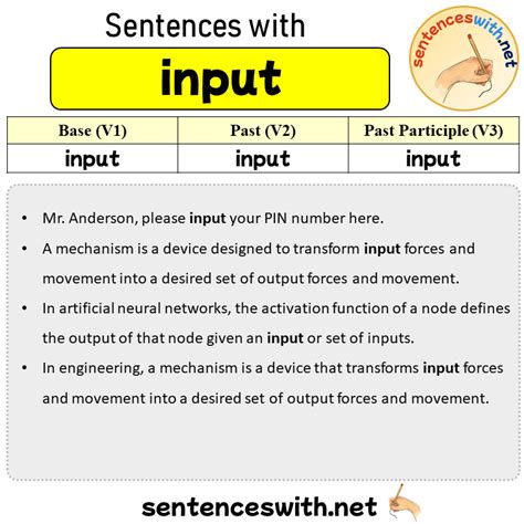 Sentences With Input Past And Past Participle Form Of Input V1 V2 V3