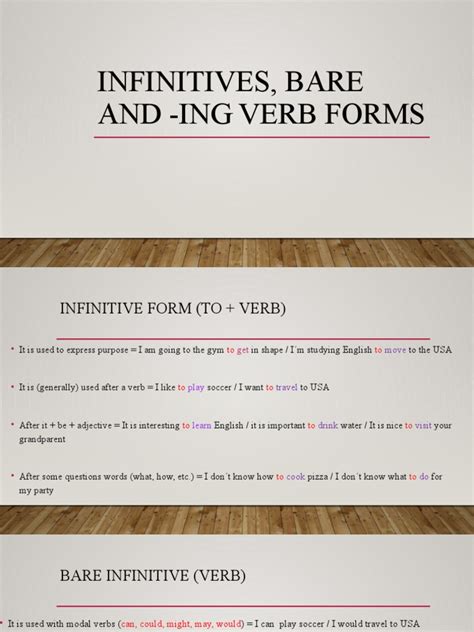 Verb Forms In English A Comparison Of The Infinitive Bare Infinitive