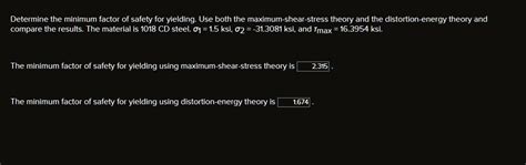 2315 Is Incorrect 1674 Is Correct The Minimum Factor Of Safety For
