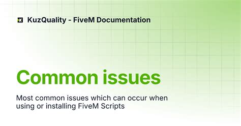 Common Issues Kuzquality Fivem Documentation