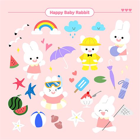 귀여운 토끼 캐릭터 모음 유토이미지 상세페이지 베이직샵 일러스트 22725403