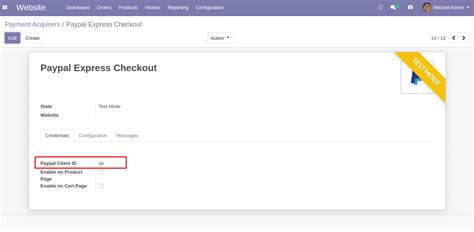 Odoo Website Paypal Express Direct Pay WebKul