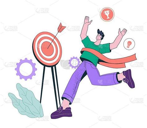 成功的商人实现目标卡通平面矢量插图孤立。