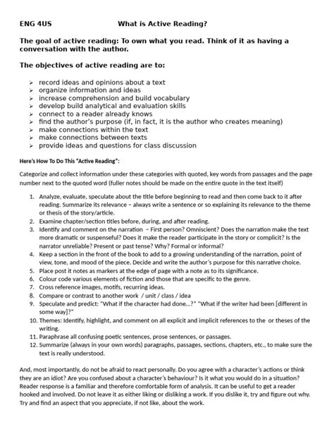 How To Annotate A Text Active Reading Pdf Narration Human Communication