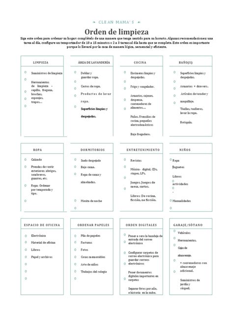 Declutter Order 2021 By Clean Mama Pdf Preparación De Comida Y