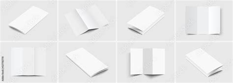 Realistic Set Mockup Booklet Brochure 8 Pc Mockup Blank Close Cover