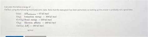 Solved Calculate The Lattice Energy Of Cscl S Using The