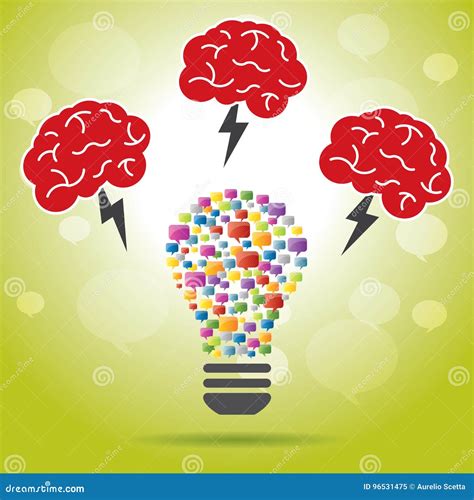 Brainstorm Idea Creative Brain Lightning And Lamp Stock Vector Illustration Of Intelligence