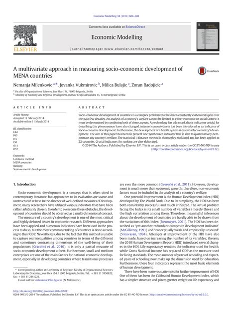 Pdf A Multivariate Approach In Measuring Socio Economic Development Of Mena Countries