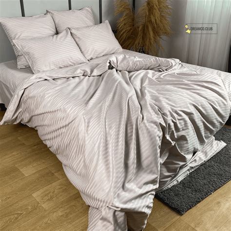 Шампань – комплект постільної білизни зі страйп сатину – DC textile