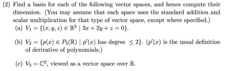 solved 2 find a basis for each of the following vector