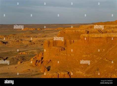 The Orange Rocks Of Bayan Zag Commonly Known As The Flaming Cliffs In