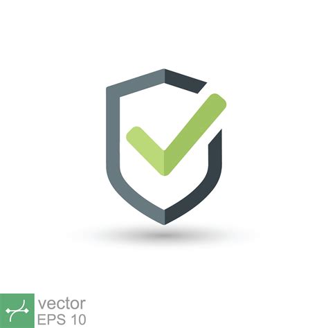 Shield With Check Mark Icon Simple Flat Style Safety Protect Safe Proof Guard Concept