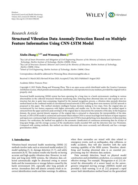 Pdf Structural Vibration Data Anomaly Detection Based On Multiple