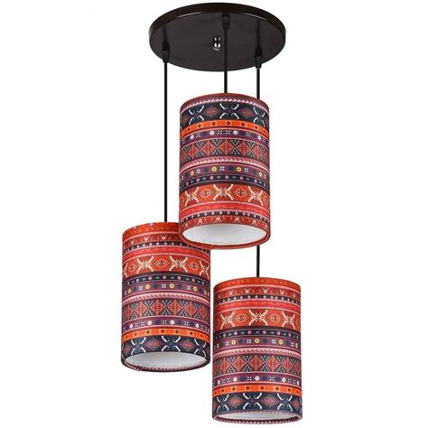 Fabric Cluster Pendant Light With Velvet Cylinder Lampshade Model Donya Shopipersia
