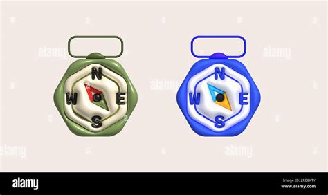 3d illustration compass tool navigation device compass object for