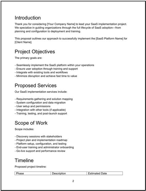 Saas Implementation Proposal Free Template Saas Implementation Proposal Free Template